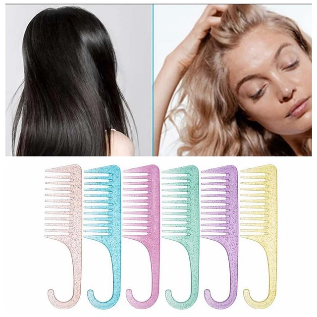 WET DRY USE Wide Tooth Combs Scalp Massage Long Hook Hair Comb Children ...