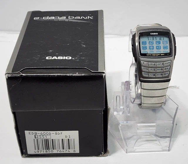 RARE VINTAGE CASIO EDB-600 e-data bank Watch Metal Band Digital Dial ...