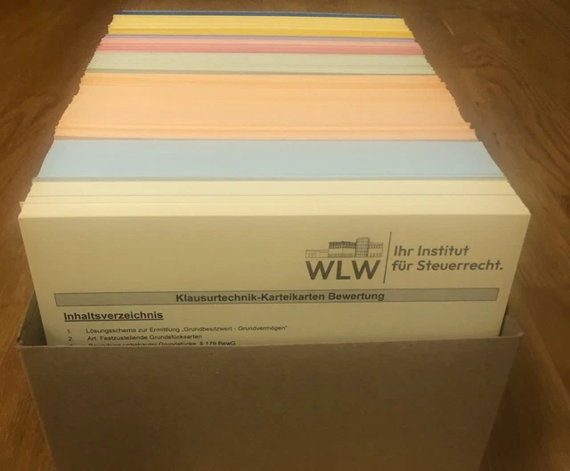 WLW KARTEIKARTEN &KLAUSURTECHNIK& Steuerberater-Examen 2025 NEU-Zustand!!! EUR 240,00 - PicClick DE