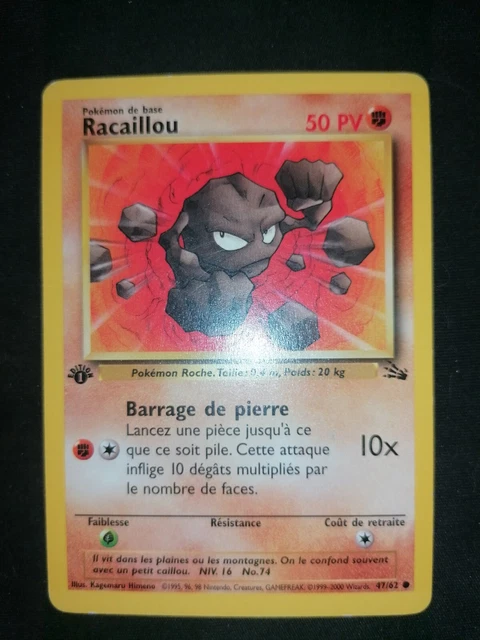 CARTE POKÉMON RACAILLOU 47/62 1ère Edition 1 Fossile Wizards FR EUR 3 ...