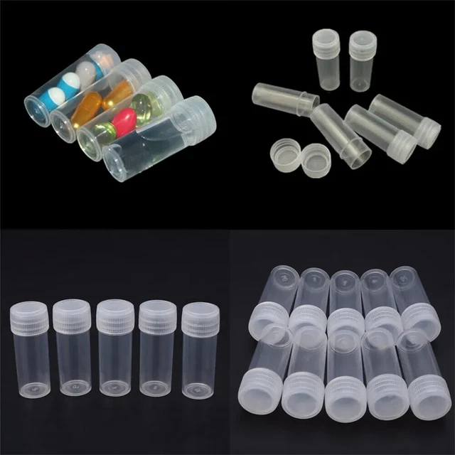 20PCS PLASTIC SAMPLE Bottle 5ml Test Tube Mini Small Vials Storage ...