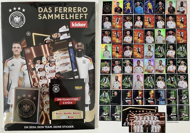 COMPLETE SET: ALL 62 Ferrero EM EURO 2024 Sticker Booklet DFB Panini ...
