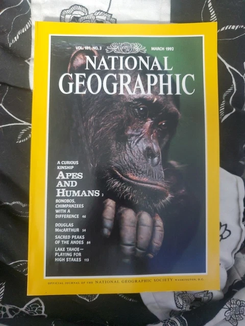 MAR 1992 NATIONAL Geographic Society / Apes And Humans: A Curious ...