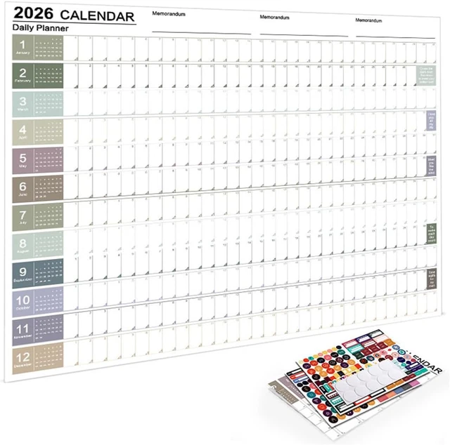 WANDKALENDER FÜR 2026 Planer Termine, bspw. für Büro, Zuhause ...