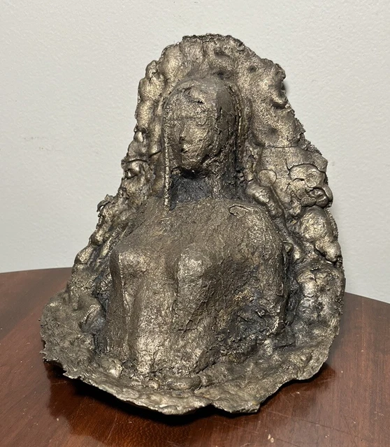 ABSTRACT BRUTALIST VIRGIN Mary Brass Bronze Sculpture By Robert Palmer ...