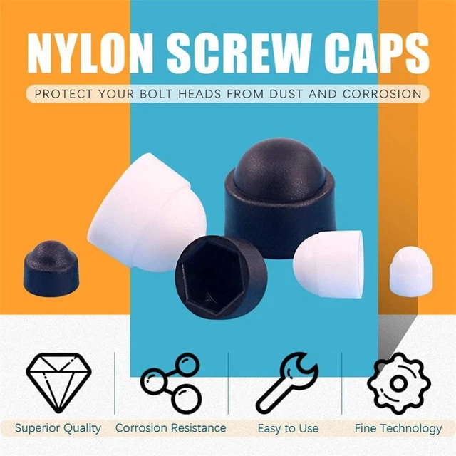 300PCS PLASTIC BOLT Covers M4 M5 M6 M8 M10 M12 Dome Caps Kit Screw Caps ...