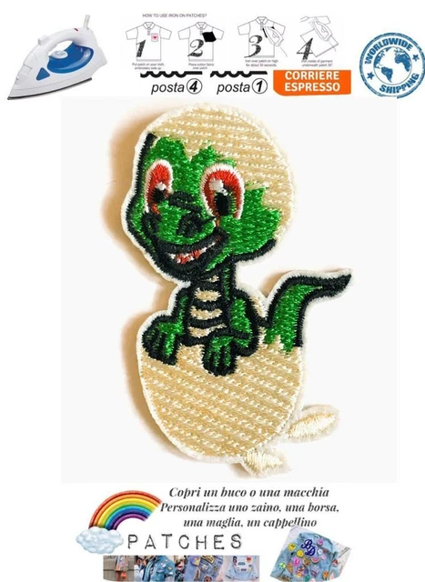 PATCH EGG DINO toppa termoadesiva jurassic world iron on dinosaur applique sew EUR 2,49 ...