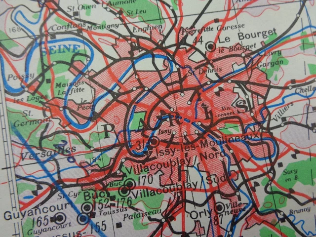 WW2 RAF MAP of "PARIS" + BASTOGNE, ST HUBERT, HOUFFALIZE (c. ARDENNES ...