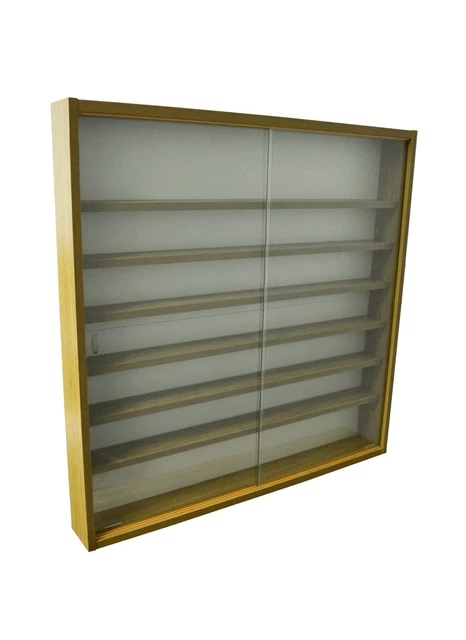 REVEAL 6 SHELF Glass Wall Display Unit Oak MC0500 £60.00 - PicClick UK