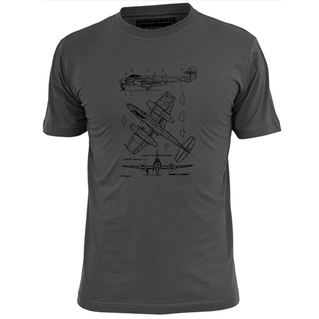 MENS GLOSTER METEOR WW2 Jet Fighter Aircraft Blueprint T Shirt £7.99 ...
