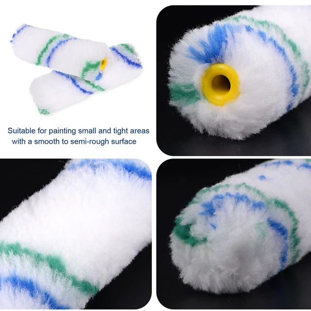 PAINT ROLLER KIT 60pcs 4 Inch Fiber Small Paint Roller Brush with ...