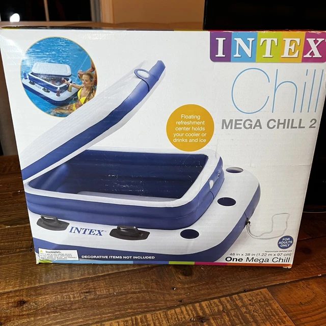 INTEX MEGA CHILL 2 II Inflatable 72 Can Beverage Cooler Float + Lid (48 ...