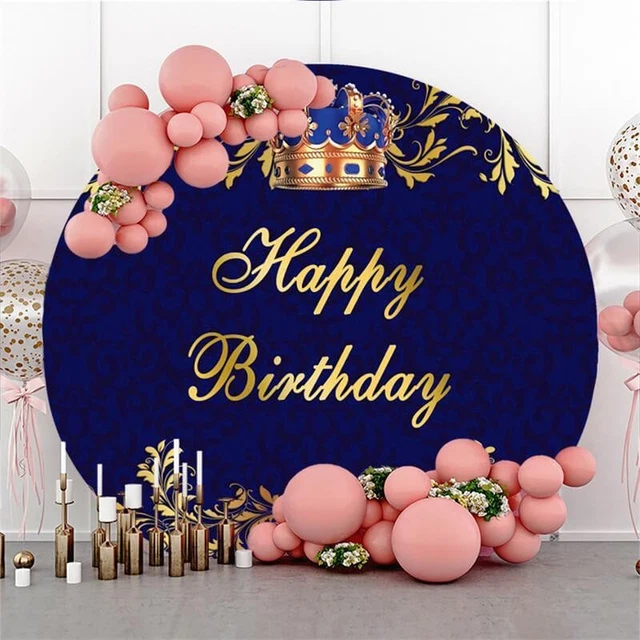 GOLD CROWN SIMPLE Round Happy Birthday Party Backdrop $37.90 - PicClick AU