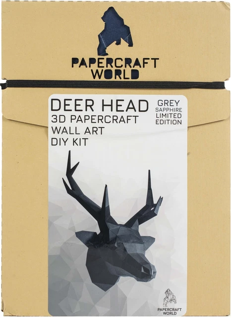 PAPERCRAFT WORLD 3D Papercraft Wall Art-DEER HEAD, GREY SAPPHIRE ...