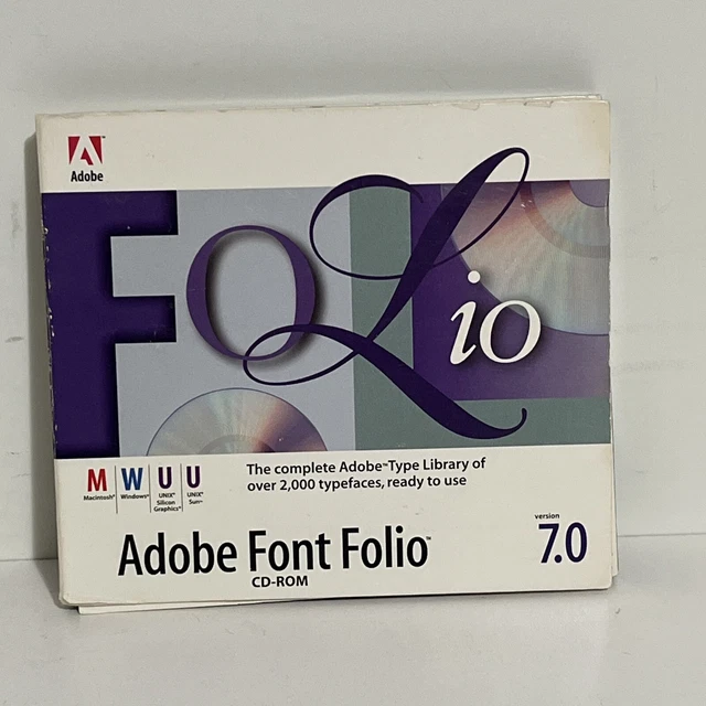 ADOBE FONT FOLIO 7.0 Font Typeface 2,000 Fonts Library RARE CD-ROM $399 ...