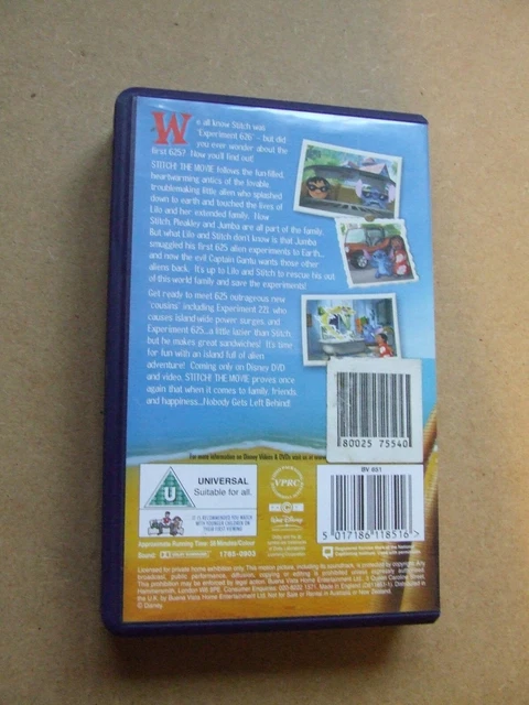 STITCH! THE MOVIE Walt Disney Vhs Video Cassette Tape £6.00 - PicClick UK