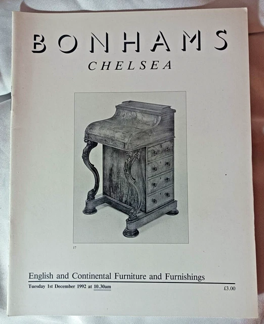 VINTAGE BONHAMS AUCTION CATALOGUE - 1st Dec 1992 - FURNITURE AND ...