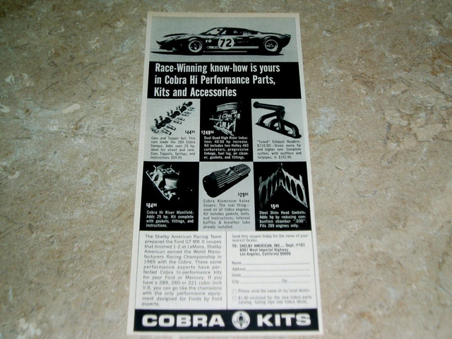 1967 FORD GT40 COBRA KIT AD *Mustang/Fairlane/Shelby/GT/350/500/SVT ...