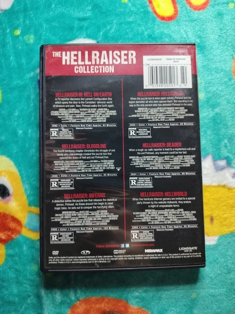 HELLRAISER 6-MOVIE COLLECTION (DVD) Hell On Earth Bloodline Inferno ...