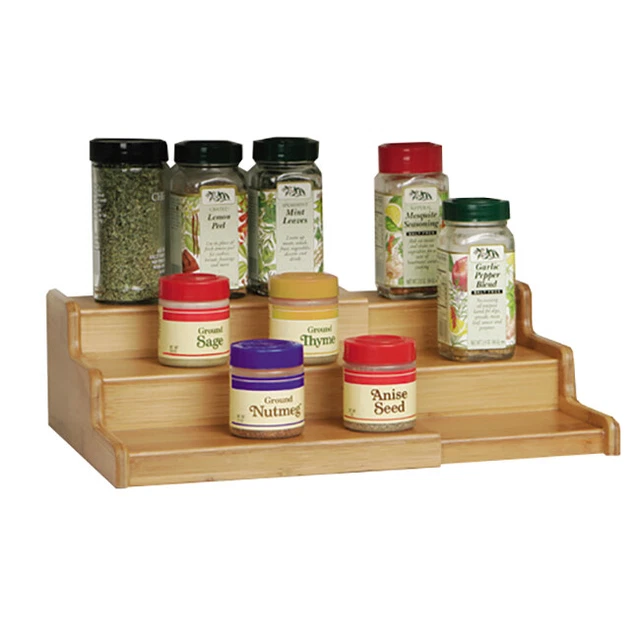 SEVILLE CLASSICS 3-TIER Expandable Bamboo Spice Rack Step Shelf ...