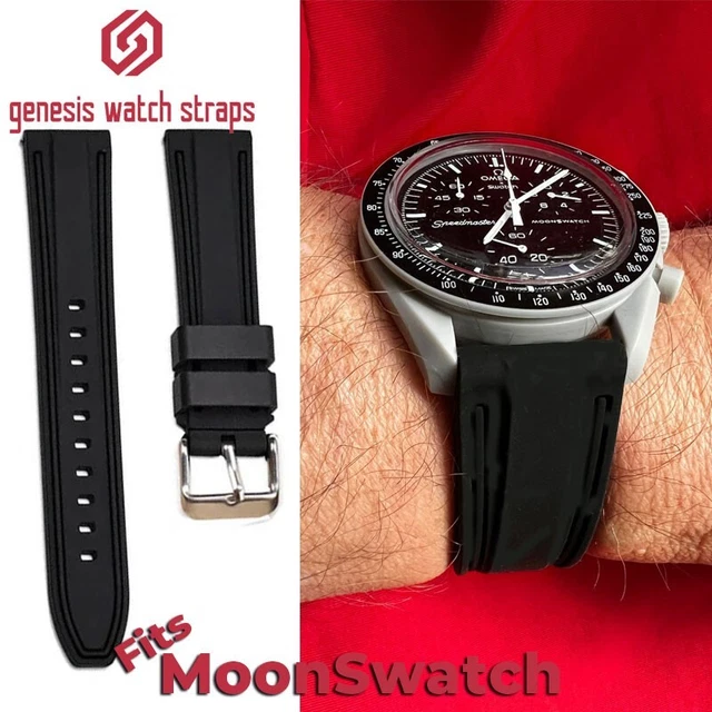 BLACK MISSION TO The Moon Rubber Strap Omega X Swatch Speedmaster ...
