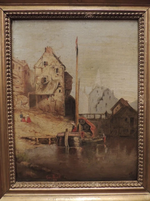 PORT DE NORMANDIE signé Emile Niel 1864 huile sur toile EUR 80,00 - PicClick FR