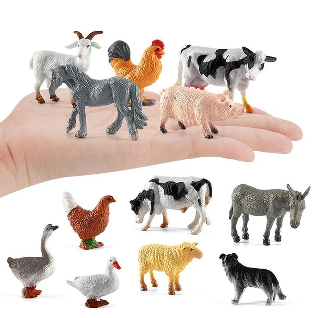 FARM ANIMALS FIGURES Toy Realistic Action Animals in 12pc Carry V3 ...