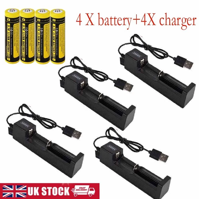 2/4X BATTERIES 3.7V Rechargeable Li-ion Battery+Tactical Zoom ...