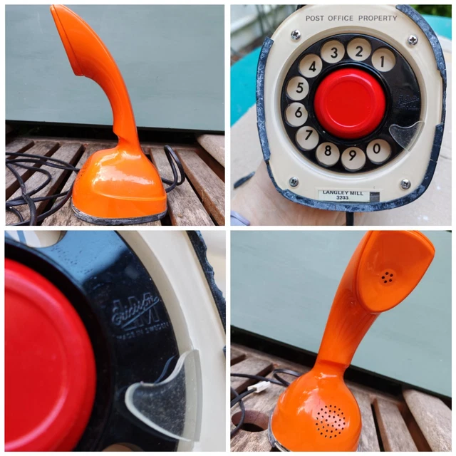 ORIGINAL VINTAGE GPO Post Office Ericofon Telephone Rare orange Rotary ...