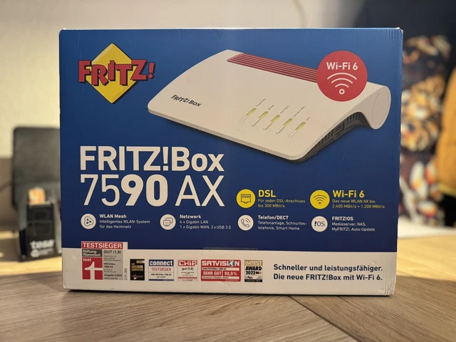 AVM FRITZ!BOX 7590 AX Wi-Fi 6 Modem-Router-Kombination - Weiß (20002998) EUR 205,00 - PicClick DE