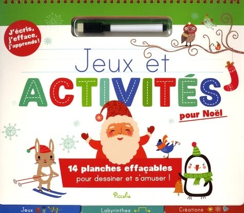 JEUX ET ACTIVITÉS pour Noël: 14 planches effaçables pour dessiner et s ...