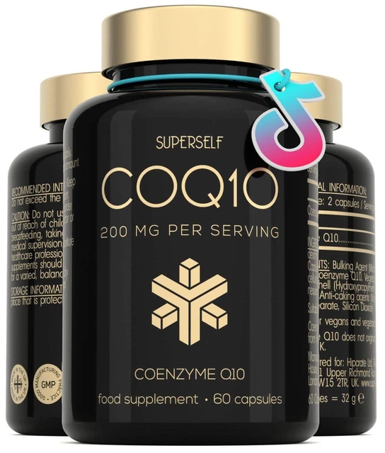 COQ10 SUPPLEMENT COENZYME Q10 High Strength 200mg 60 Capsules Vegan ...