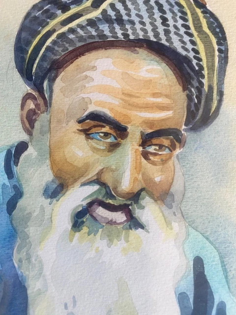 AQUARELL PORTRÄT ORIENTALE Mann Soldat Vlad Teheran Studio Hayradetian ...