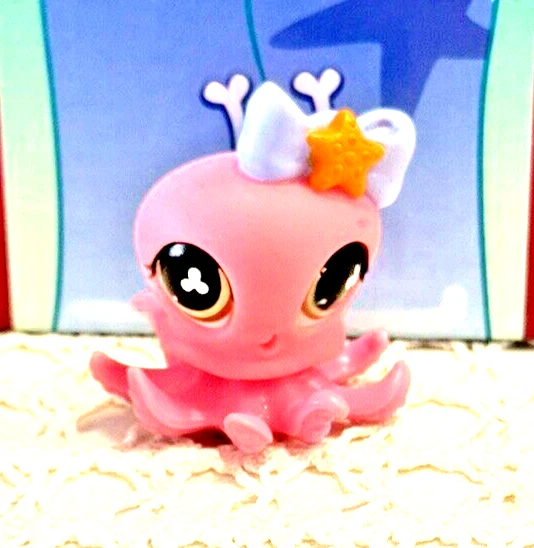 LITTLEST PET SHOP Lps Authentic Pink Octopus With Purple Bow #915 EUR ...