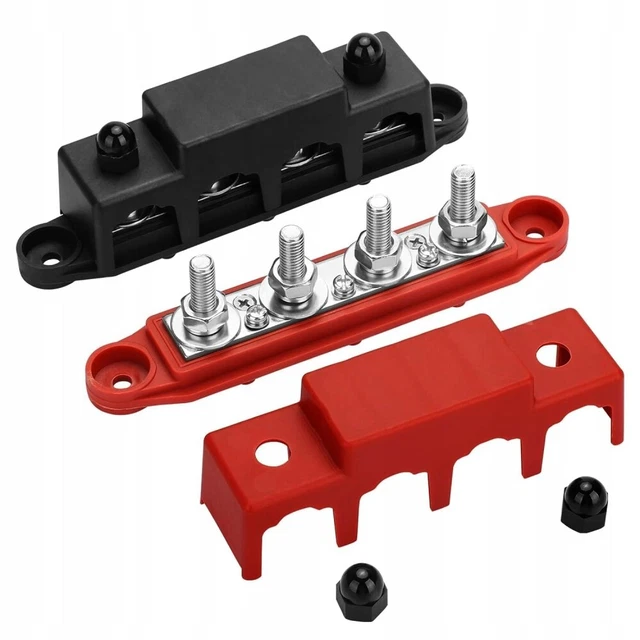 POSITIVE NEGATIVE BUS Bar Battery Power Distribution Block 4xM8 ...