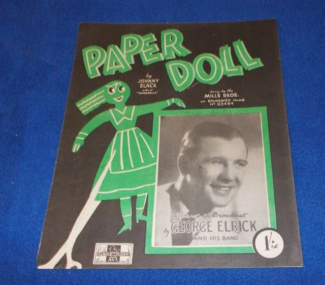 VINTAGE 1942 SHEET Music PAPER DOLL by GEORGE ELRICK - MILLS BROTHERS ...