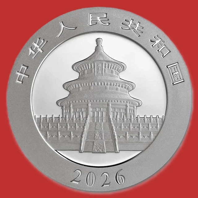 2026 CHINA 10 元 Yuan Panda Münze 30 g Silber 999 BU ST in Kapsel CoA ...