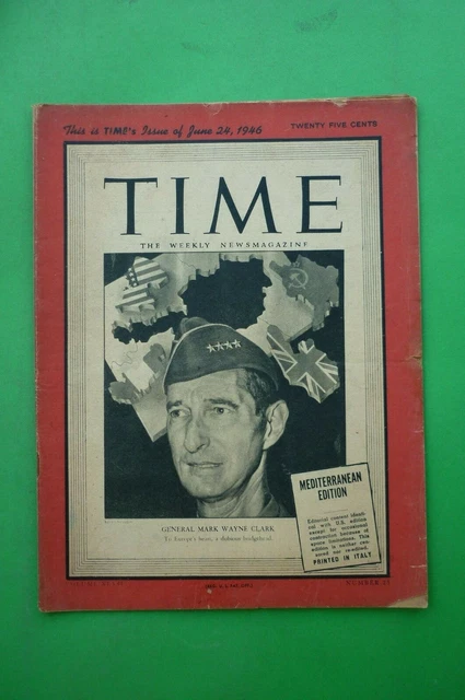 TIME MAGAZINE JUIN 24,1946 General Mark Wayne Clark Original EUR 31,93 ...
