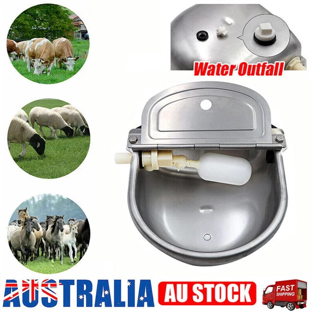 4L STAINLESS WATER Trough Bowl Auto Drinking For Dog Horse Chicken Auto ...