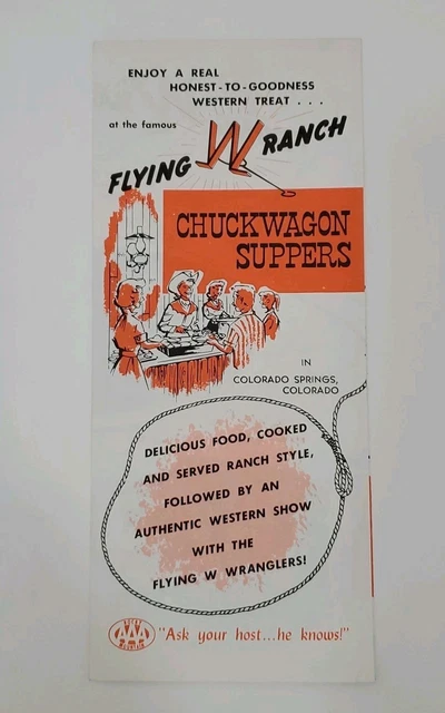 VINTAGE 1950'S FLYING W Ranch, Colorado Springs, Chuckwagon Suppers ...