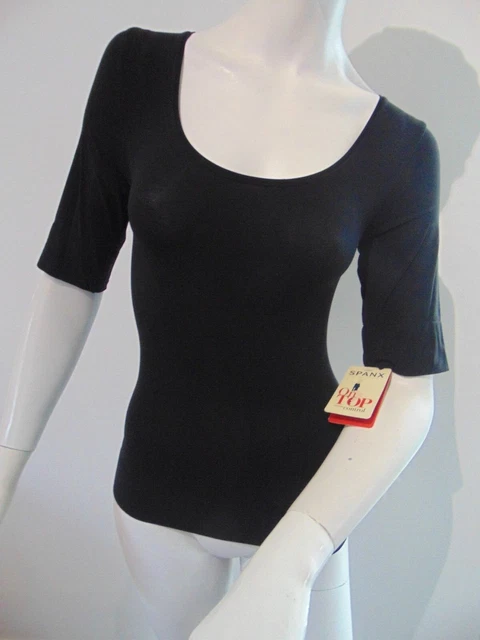 SPANX ON TOP and In Control Black Elbow Length Boat Neck Shaping Top UK ...