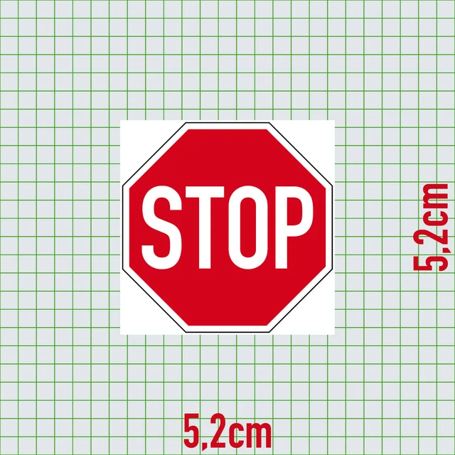 10 AUFKLEBER 5CM STOP Schild Sticker Halt Achtung Zeichen Symbol ...