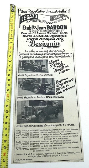 ANCIENNE AFFICHE PUBLICITAIRE Automobile Gaz Benjamin EUR 6,90 - PicClick FR