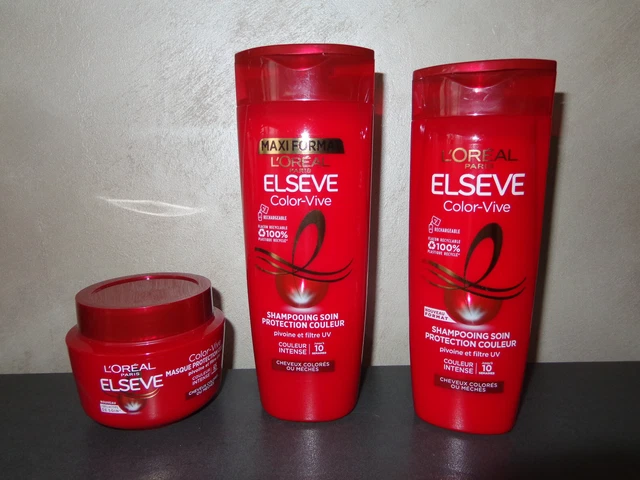 L'OREAL ELSEVE COLOR-VIVE 2 shampooings 500 ml + 350 ml + masque ...