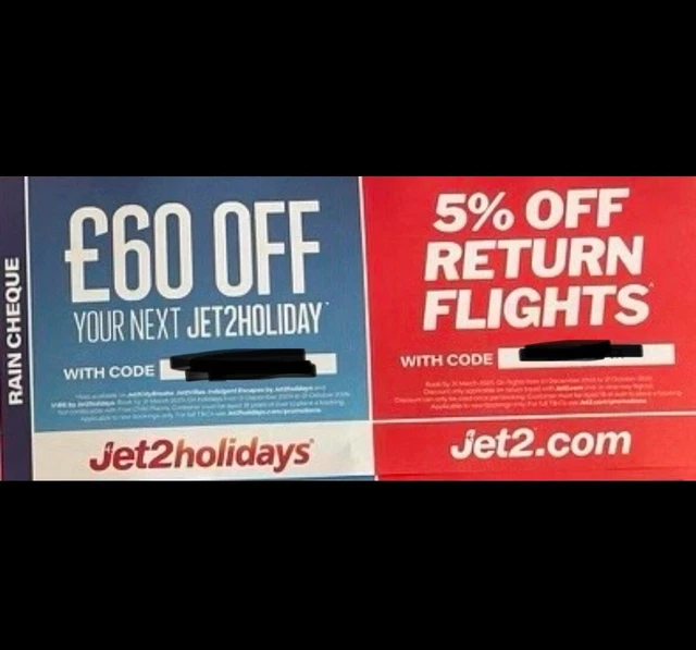 JET2 RAIN CHEQUE Holiday Voucher Code - £60 Off Book by 31st March 2025 ...