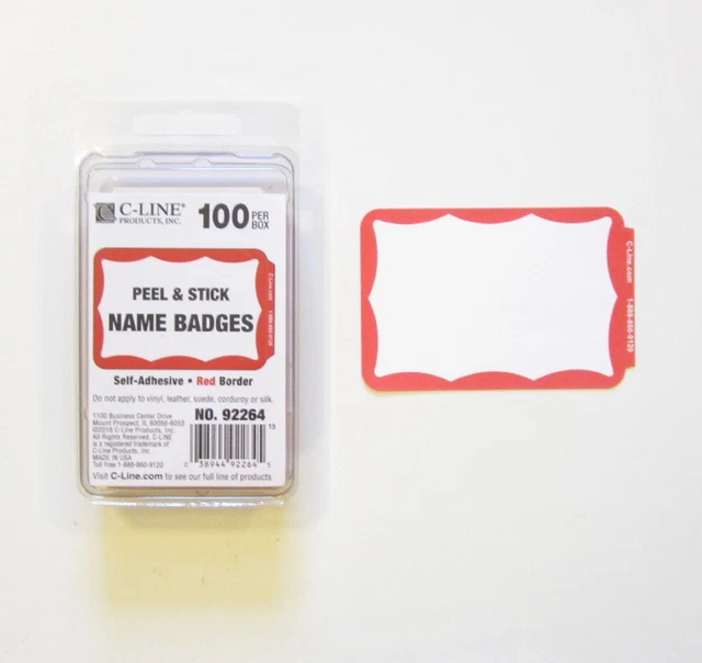 75 RED BORDER Badges Name Tags Labels Id Stickers Peel And Stick ...