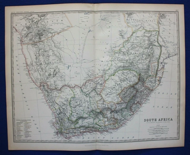 LARGE ORIGINAL ANTIQUE map SOUTH AFRICA, CAPE COLONY, TRANSVAAL ...
