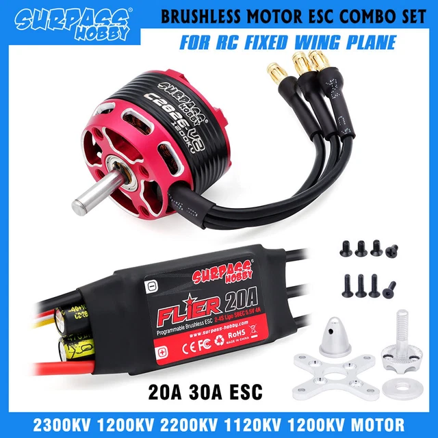 SURPASS HOBBY BRUSHLESS Outrunner Motor 20A 30A ESC Combo Set for RC ...