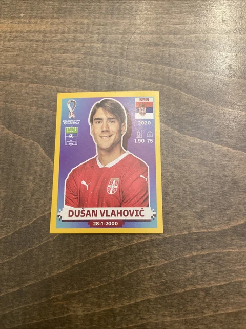 DUSAN VLAHOVIC GOLD World Cup Sticker Qatar 2022 Panini EXTREMELY RARE ...