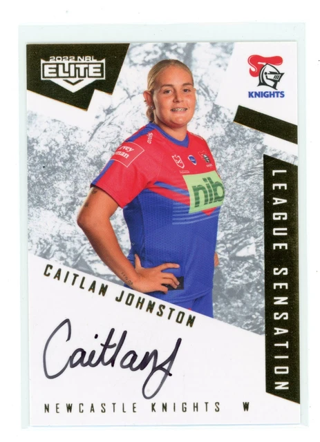 2022 ELITE CAITLAN Johnston (Knights) LS White Signature NRL Card # 02/ ...